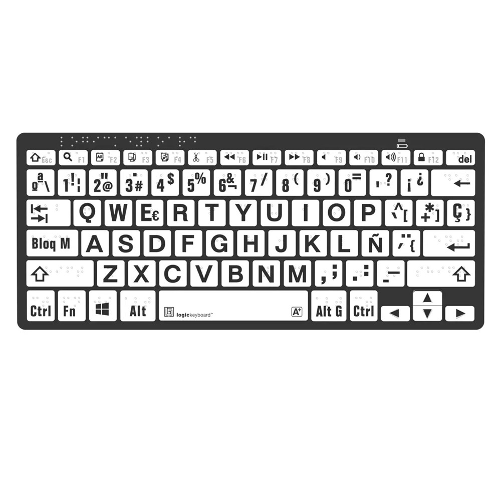 Logickeyboard Braille/LargePrint Black on White PC Assistive Keyboard ...