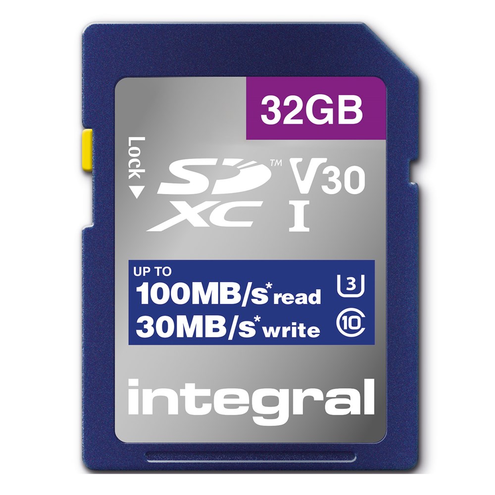Integral High Speed 32GB 100MB/s SDHC/XC V30 SD Memory Card | Wex Photo ...