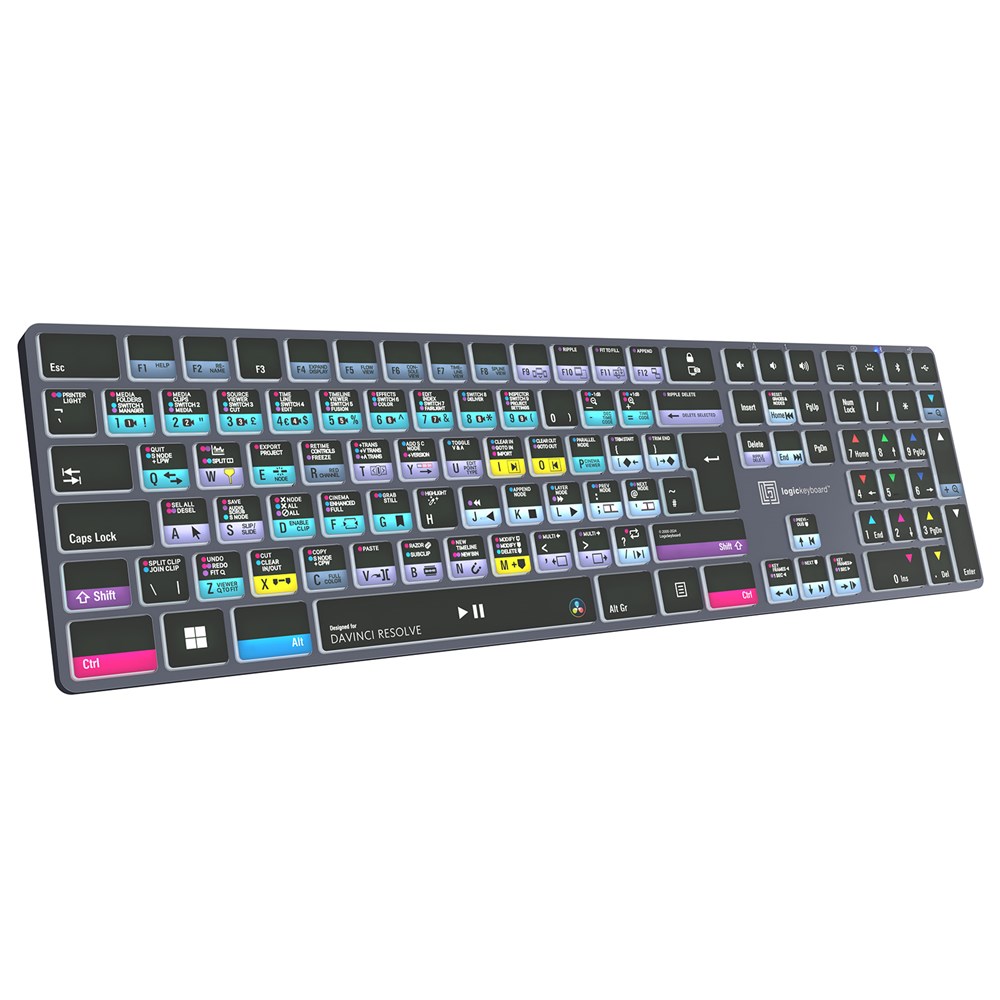 Logickeyboard DaVinci Resolve TITAN Wireless Backlit Windows Keyboard ...